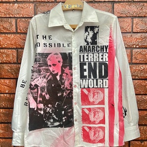 Vintage Punk Style Button Down Shirt Art Punk Long Sleeves / Karl Marx ...