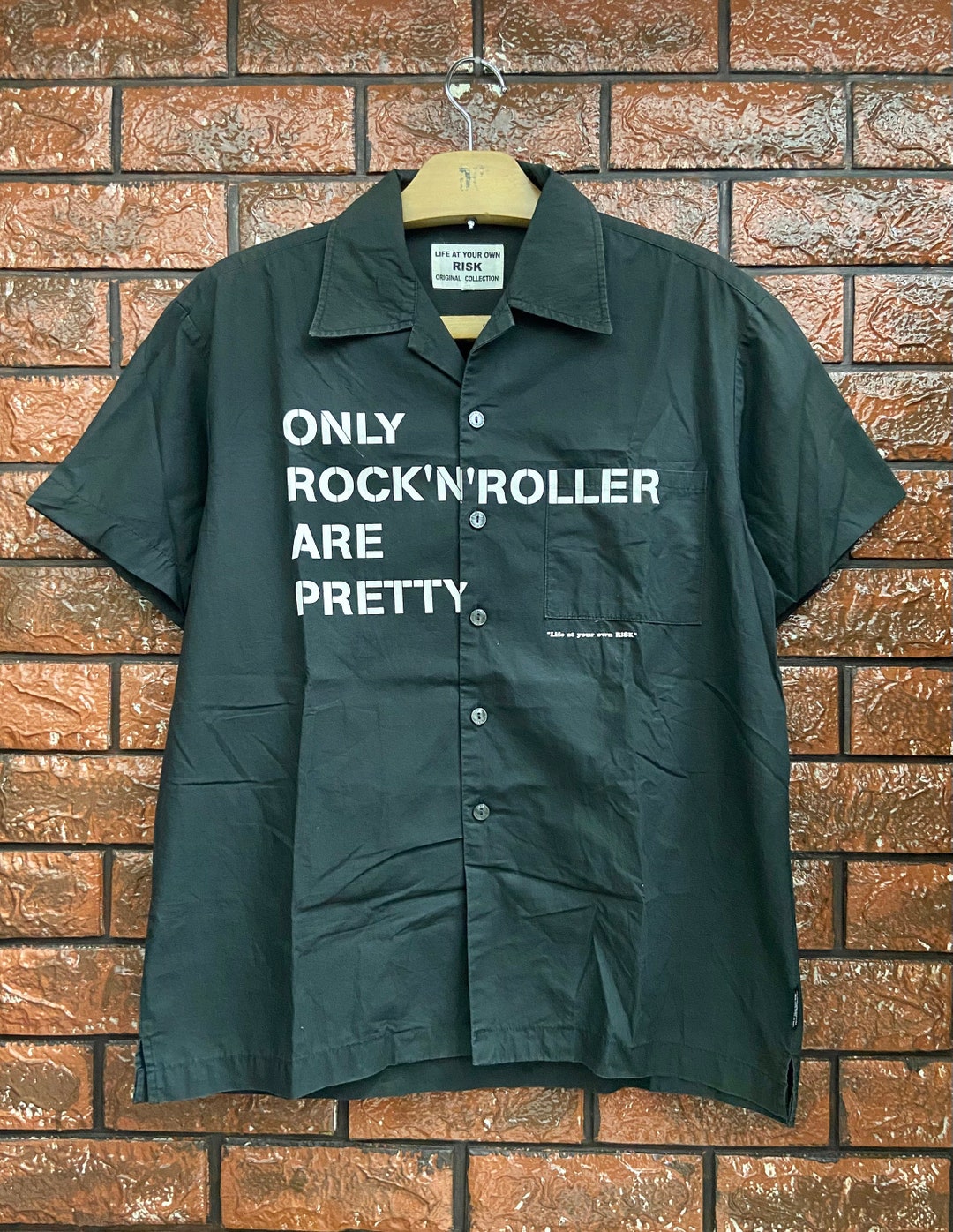 Japanese Brand Risk Hand Print only Rock N Roller A Pretty Button Down ...