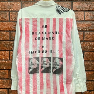 Vintage Punk Style Button Down Shirt Art Punk Long Sleeves / Karl Marx ...