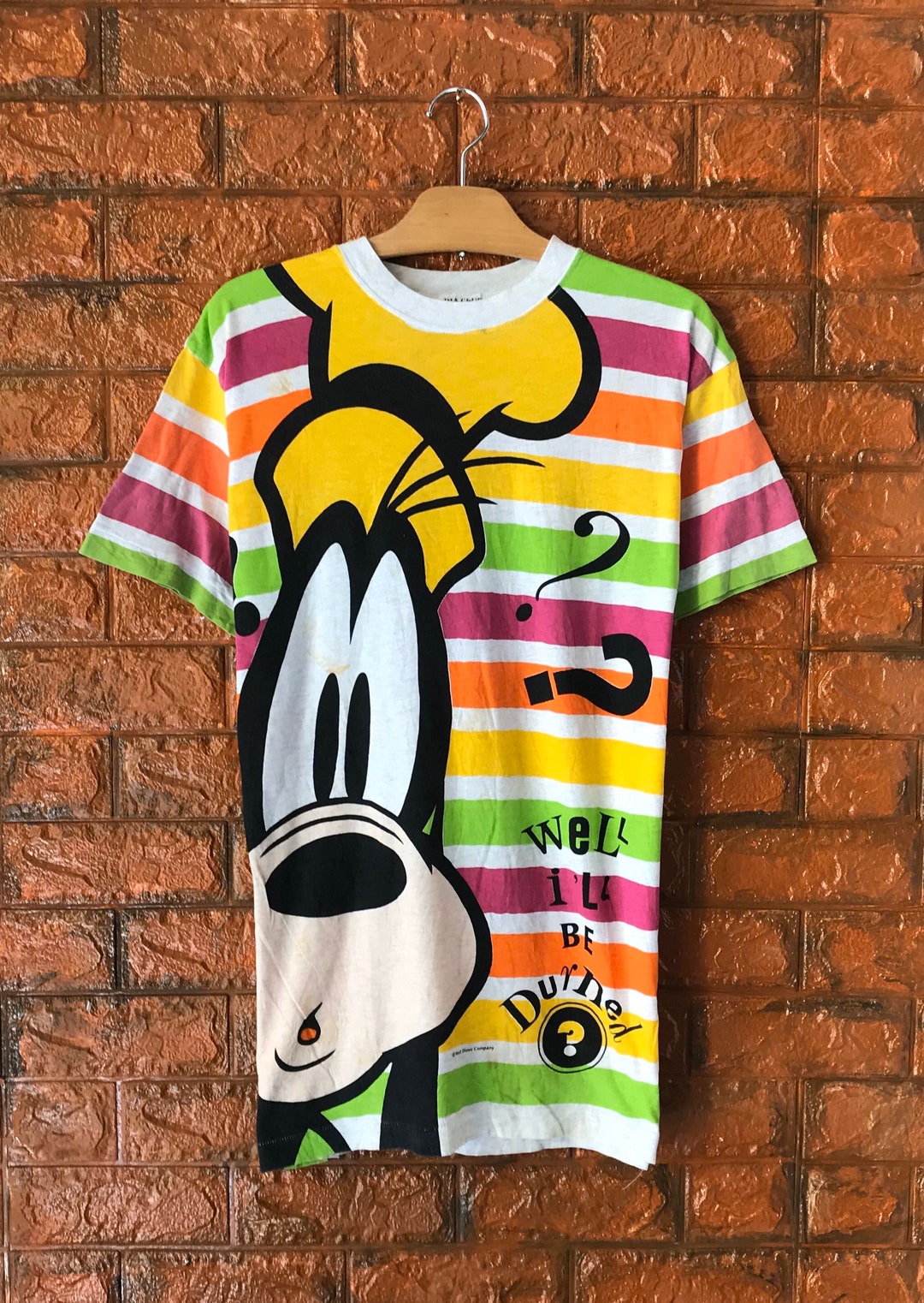 Vintage 90s Goofy American Animated Cartoon Multicolor Striped Swag T ...