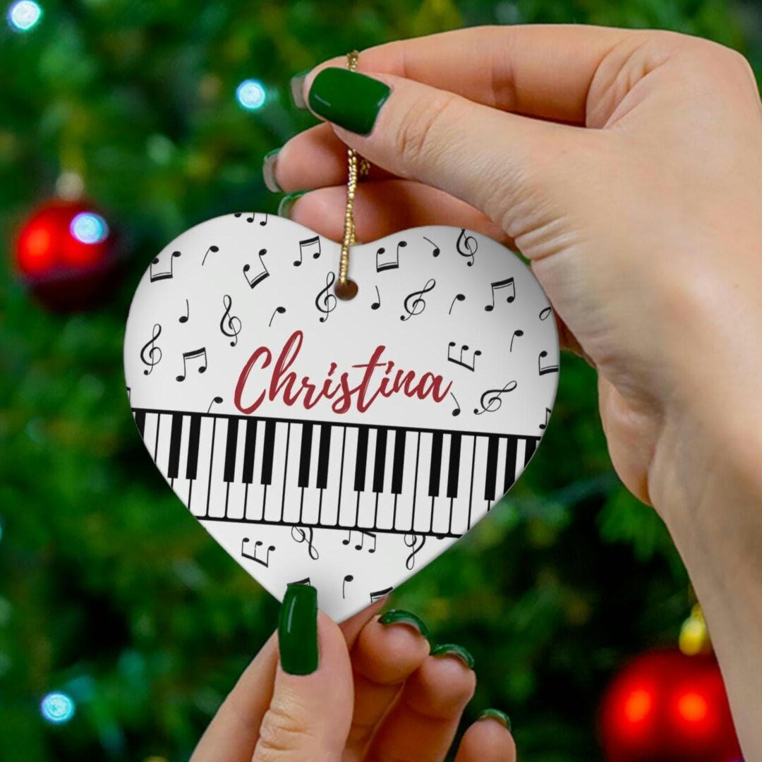 Music Notes Ceramic Ornament, Personalized Christmas Decor, Keepsake ...