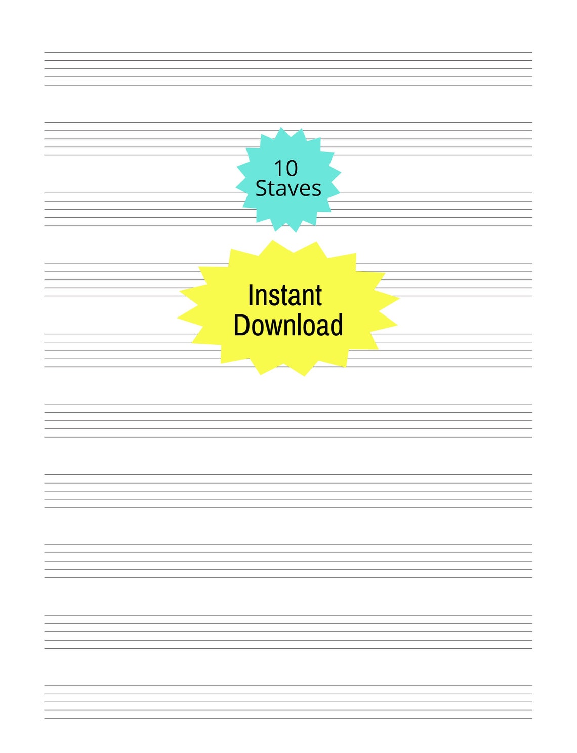 Printable Music Staff Paper, Music Manuscript Paper, Music Staff Paper ...