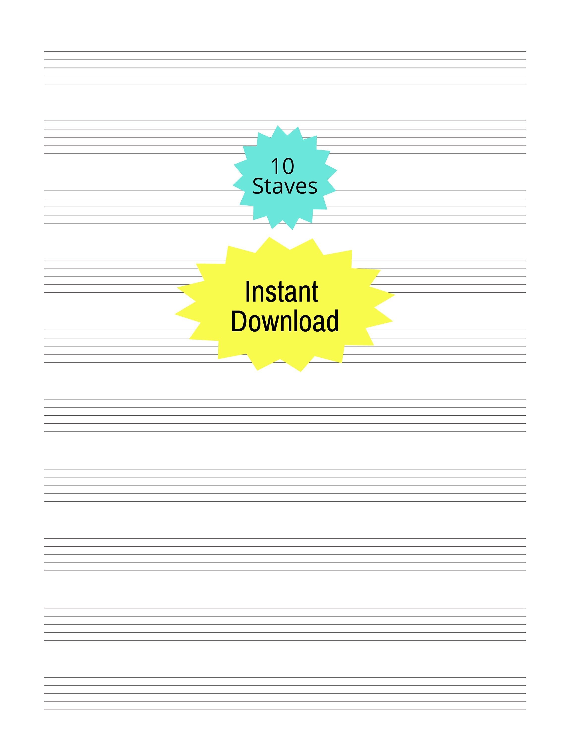 Printable Music Staff Paper, Music Manuscript Paper, Music Staff Paper ...