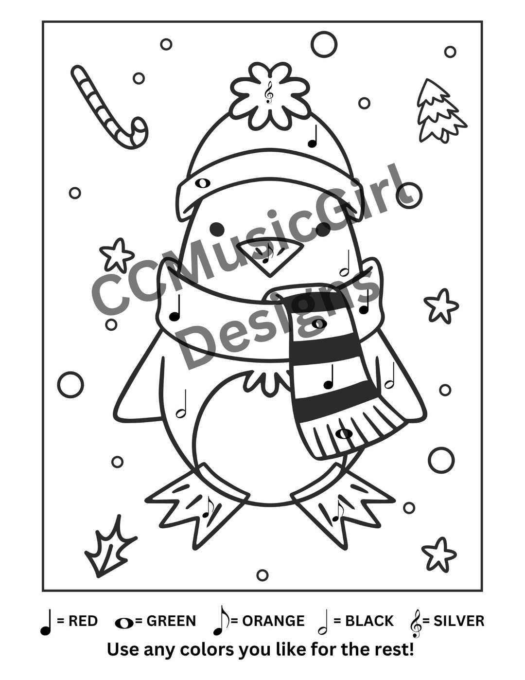 Winter Music Coloring Sheet, Winter Color by Note, Beginner Piano ...