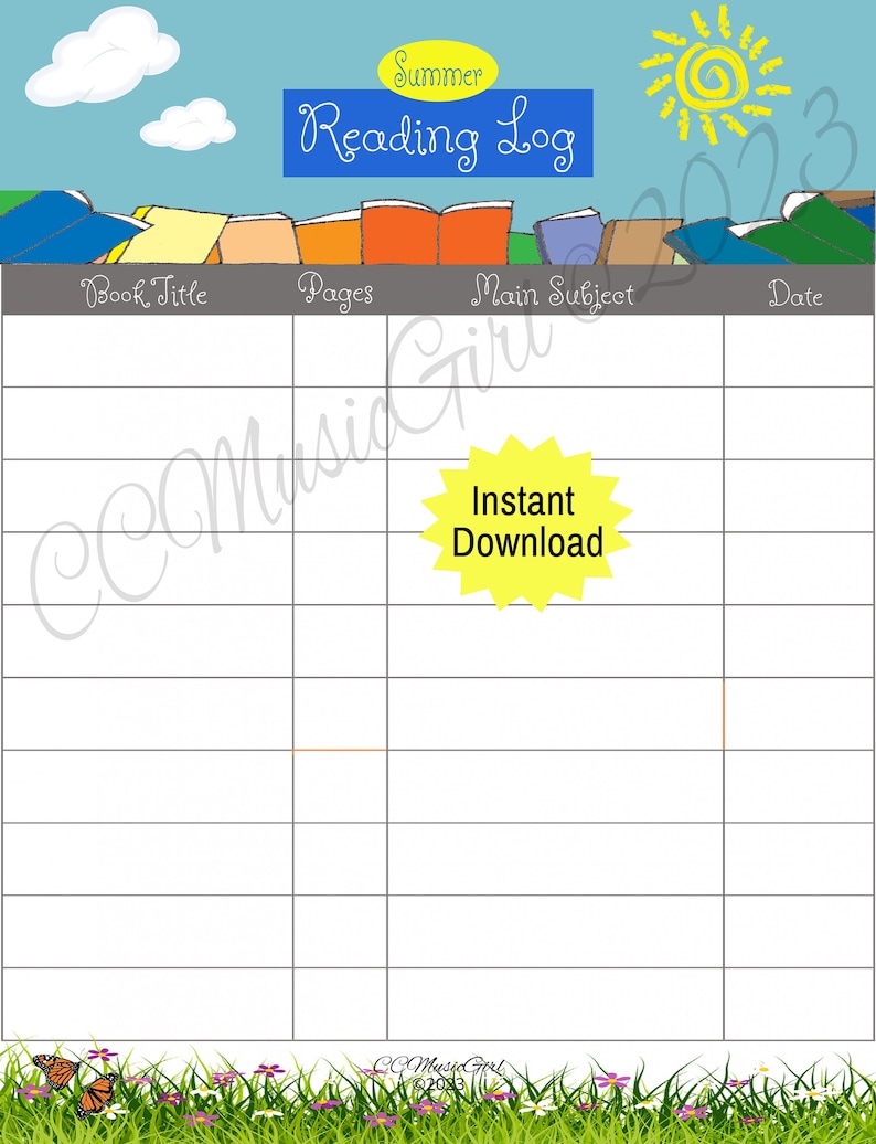 Printable Summer Reading Log, Reading Log, Printable Book Tracker, Book ...