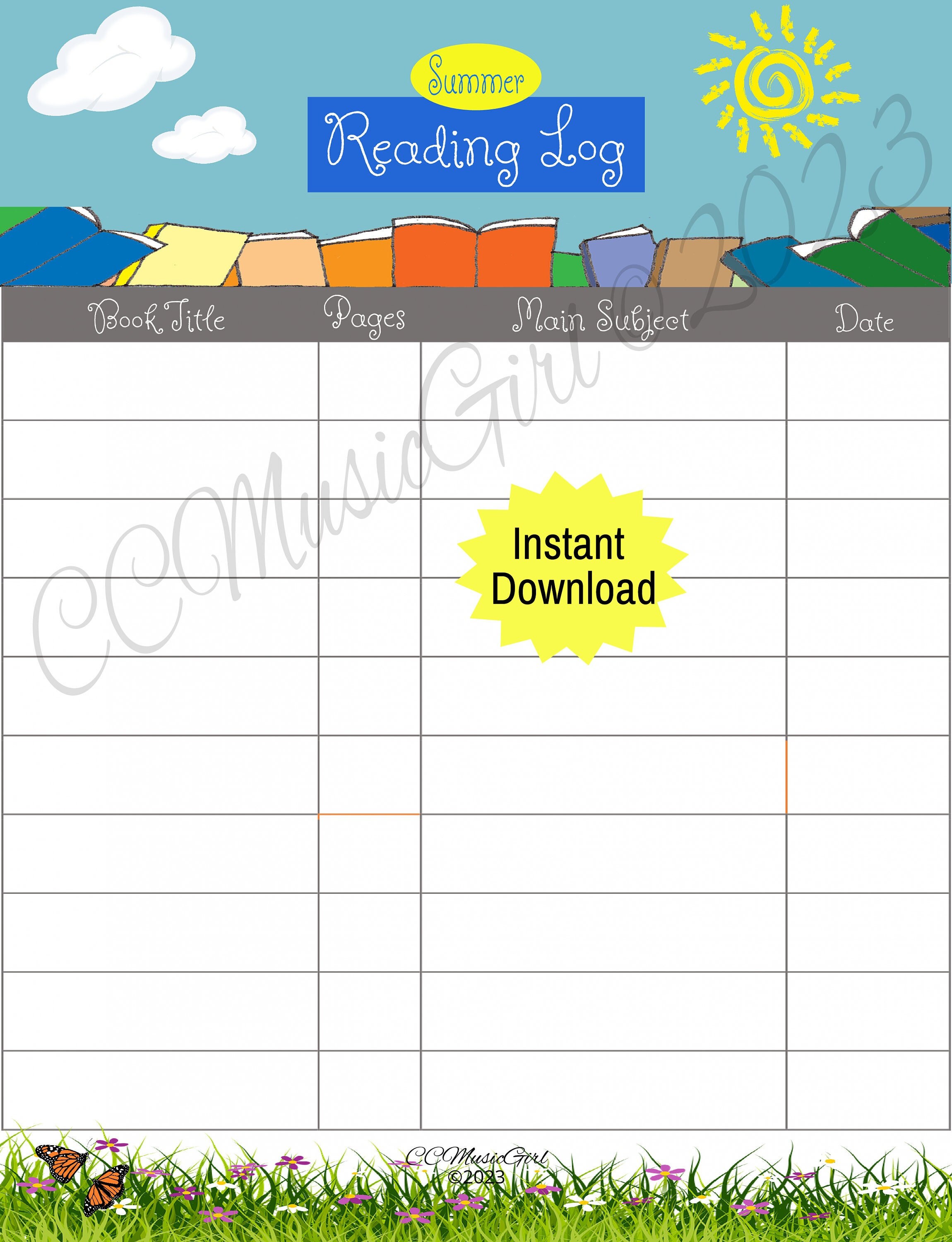 Printable Summer Reading Log, Reading Log, Printable Book Tracker, Book ...