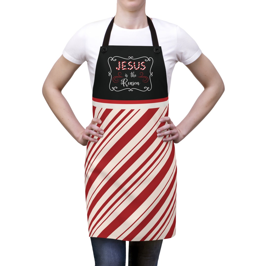 Jesus Candy Cane Apron, Christmas Apron, Christian Apron, Chef Gift ...