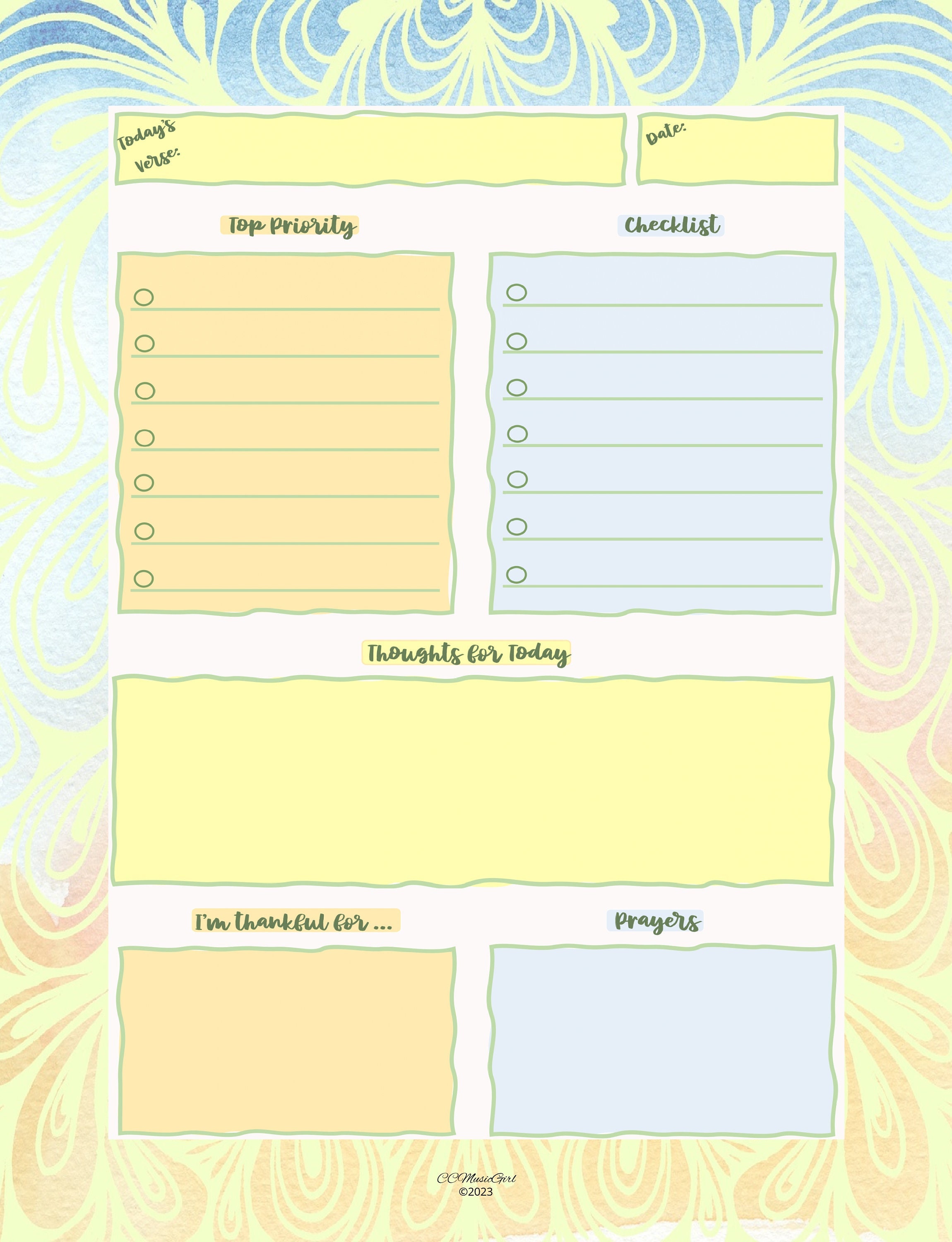 Printable Inspirational Daily Planner and Lined Journal Page. - Etsy