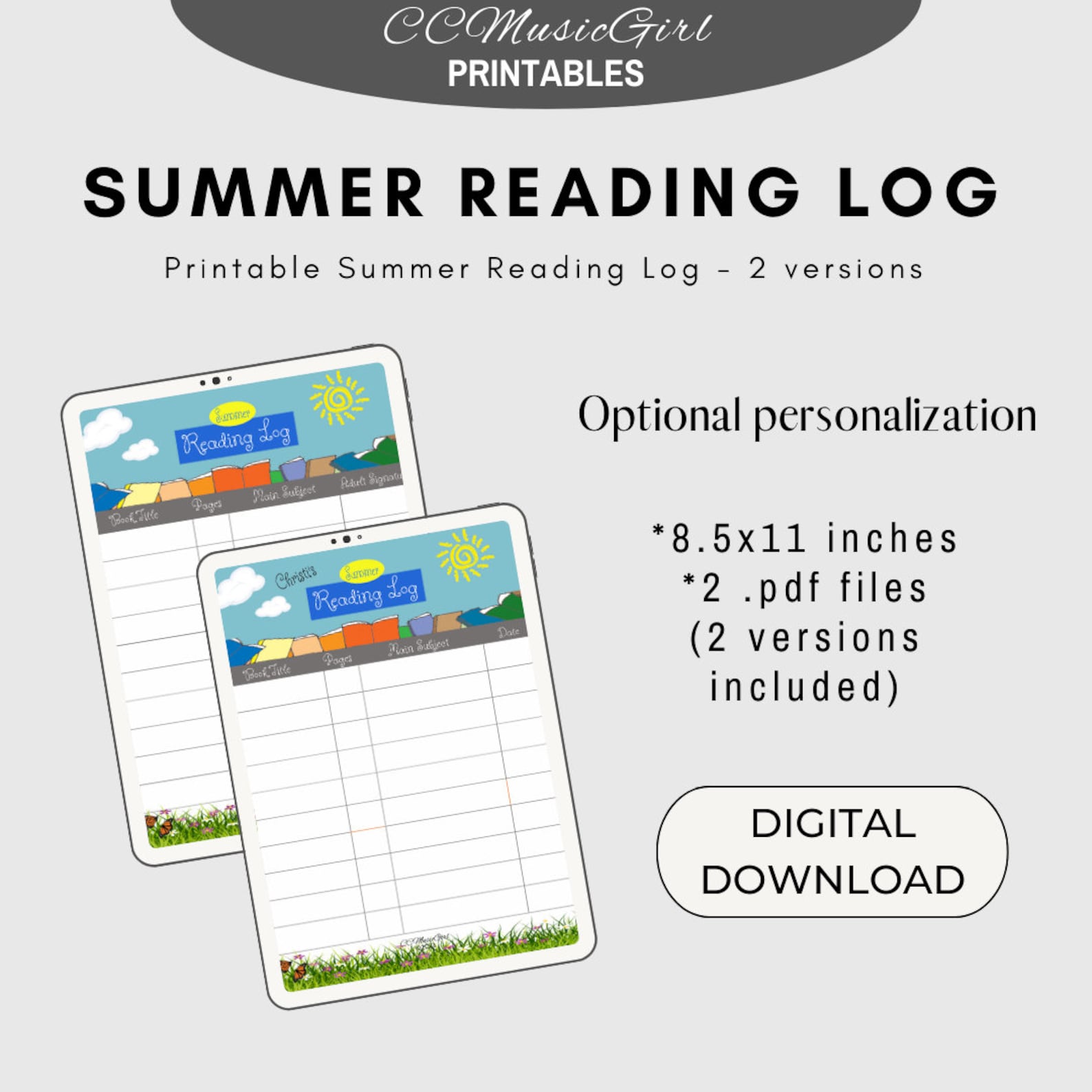 Printable Summer Reading Log, Reading Log, Printable Book Tracker, Book ...