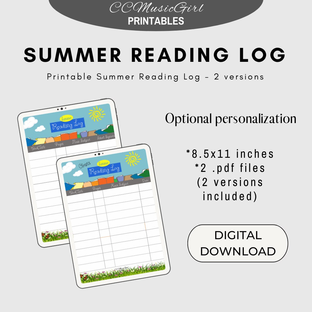 Printable Summer Reading Log, Reading Log, Printable Book Tracker, Book ...