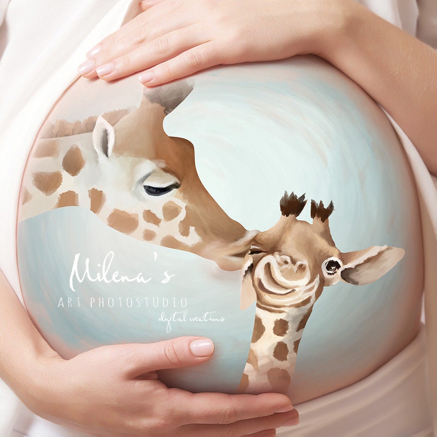 Digital Body-art for Pregnant Tummy. Pregancy, Maternity Photo Prop ...