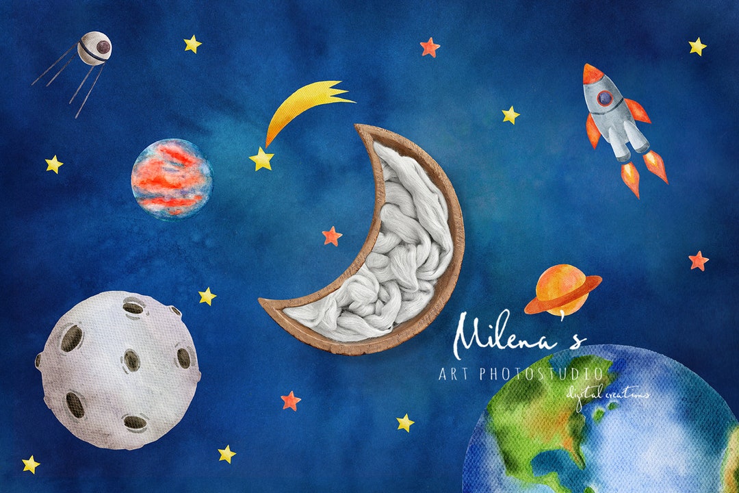 Digital Backdrop, Space, Solar System Background for Newborn ...
