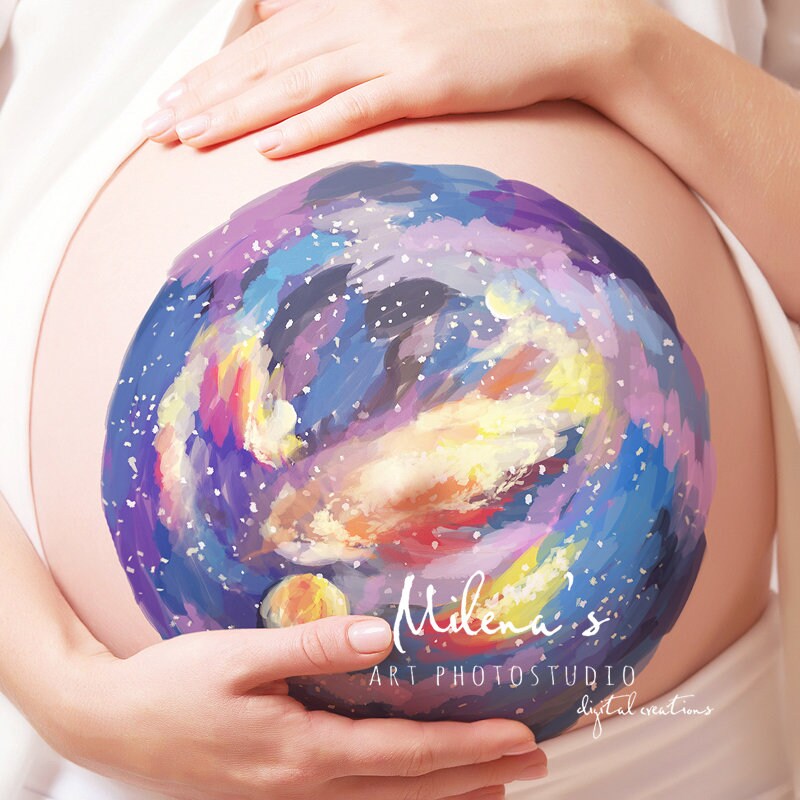 All Universe Inside. Digital Body-art for Pregnant Tummy. Pregancy ...