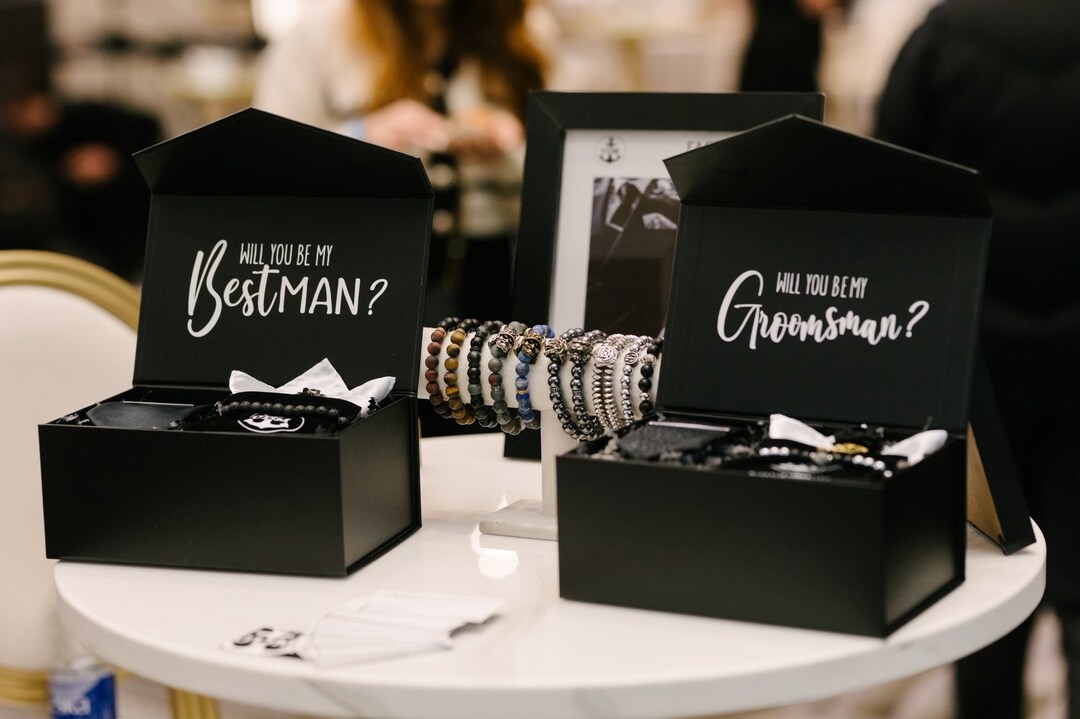 Groomsman & Best Man Gift Boxes for Wedding Bridal Party Proposal Sets ...