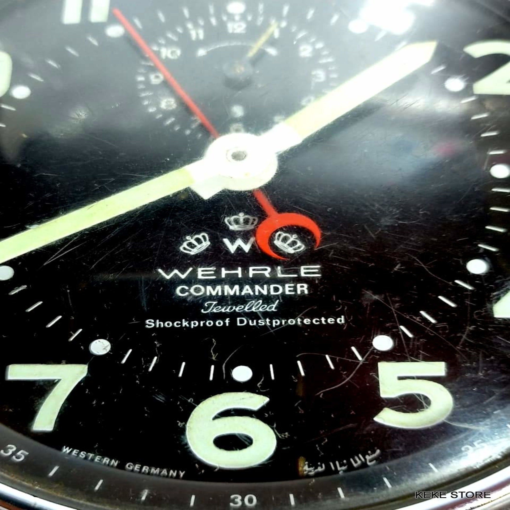 Rare Vintage WEHRLE Commander Intermittent Wind up Alarm Clock REPEAT ...