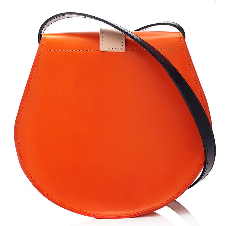 Orange Cross Body Leather Bag Pumpkin Bag Vegetable Tanned - Etsy