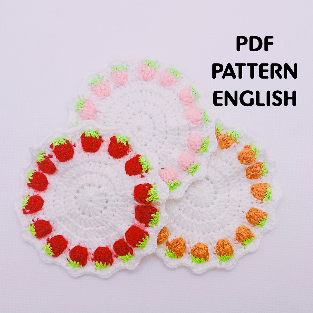 Crochet Pattern / Crochet Strawberry Coaster Pattern / PDF Pattern - Etsy