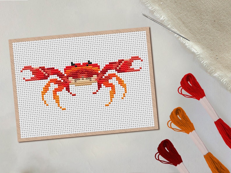 Crab Cross Stitch PDF Pattern, Sea Cross Stitch Chart, Counted Cross ...