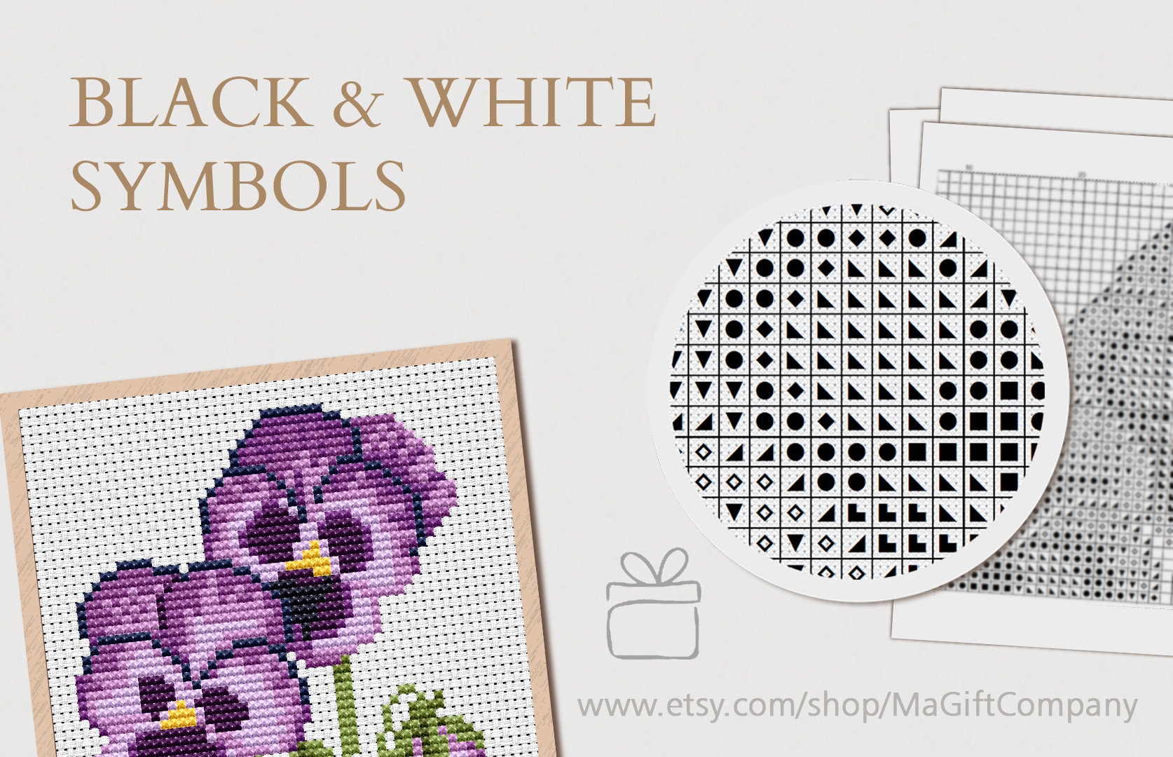 Viola Flower Plant Cross Stitch Pattern, Purple Violet Flower ...