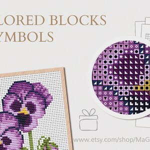 Viola Flower Plant Cross Stitch Pattern, Purple Violet Flower ...