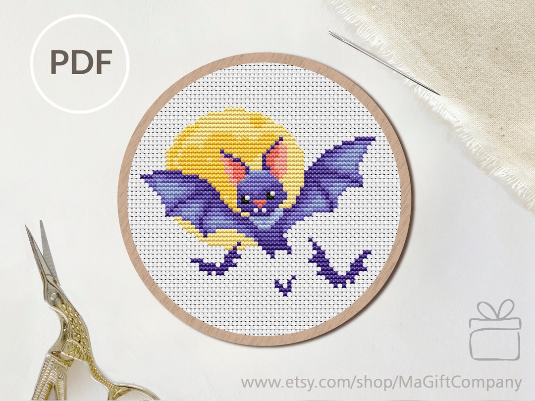 Halloween Bat Cross Stitch Pattern Diy Decor Holiday Scary - Etsy