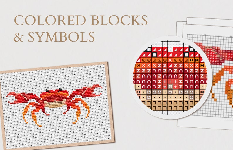 Crab Cross Stitch PDF Pattern, Sea Cross Stitch Chart, Counted Cross ...