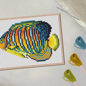 Royal Angelfish Cross Stitch Pattern, Toy Aquarium Fish Embroidery ...