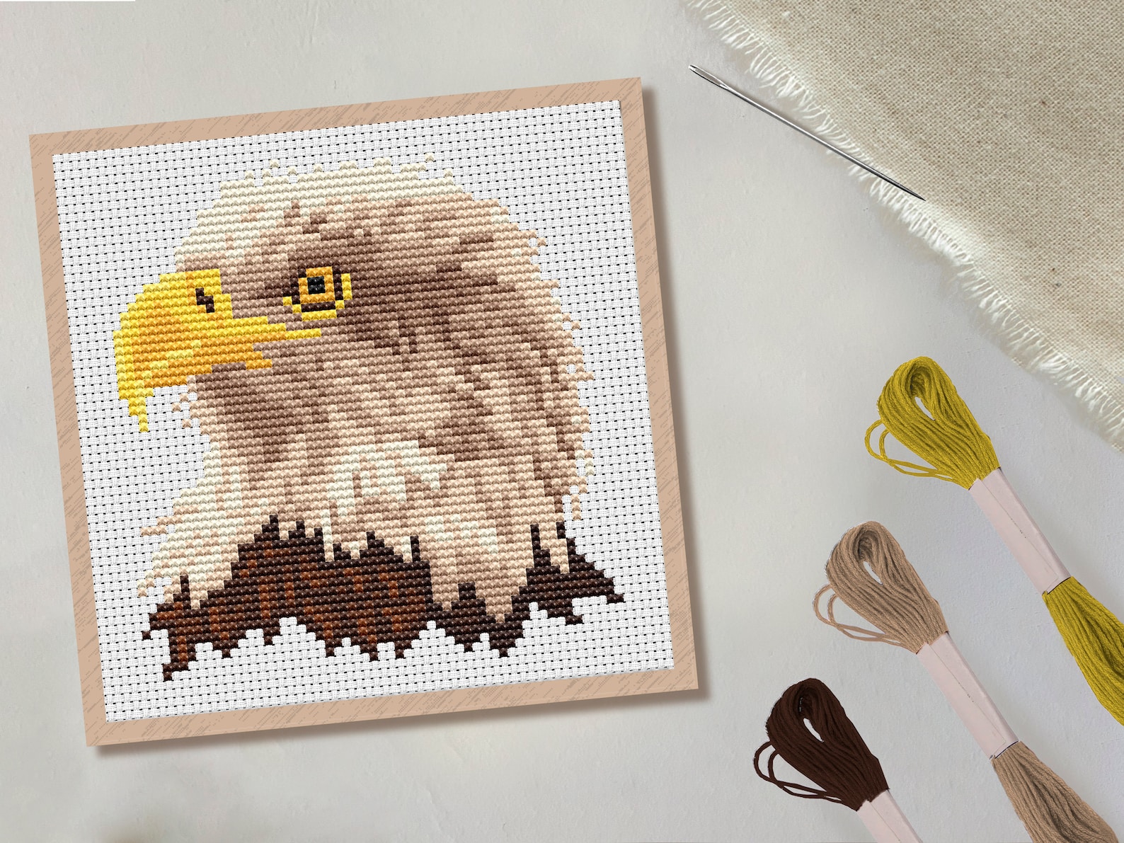 Bald Eagle Portrait Cross Stitch Pattern, US Bird of Prey, Native White ...