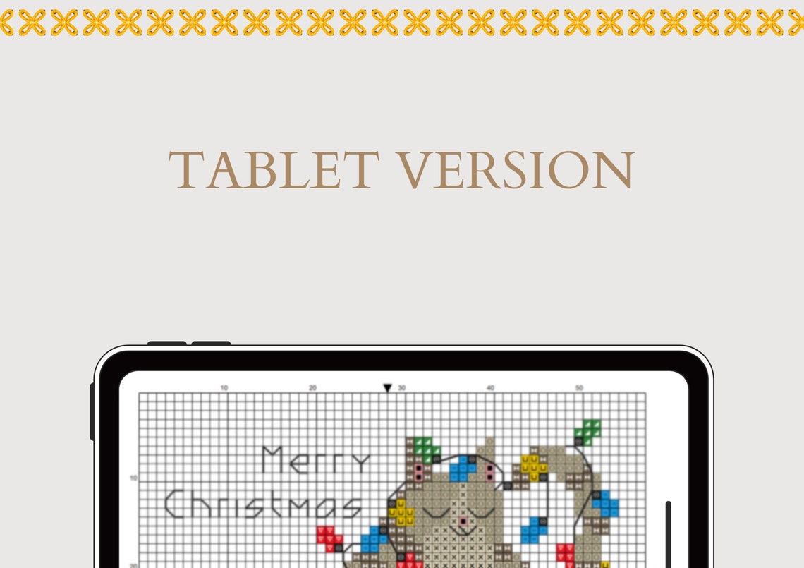 Cute Cat With Festoon сross Stitch Pattern, Christmas Winter Holiday ...