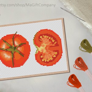 Tomato Cross Stitch Pattern, Vegetable Embroidery, Summer Ornament ...