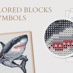 Cross Stitch Shark Pattern, Big Fish Pattern, Ocean Cross Stitch Chart ...