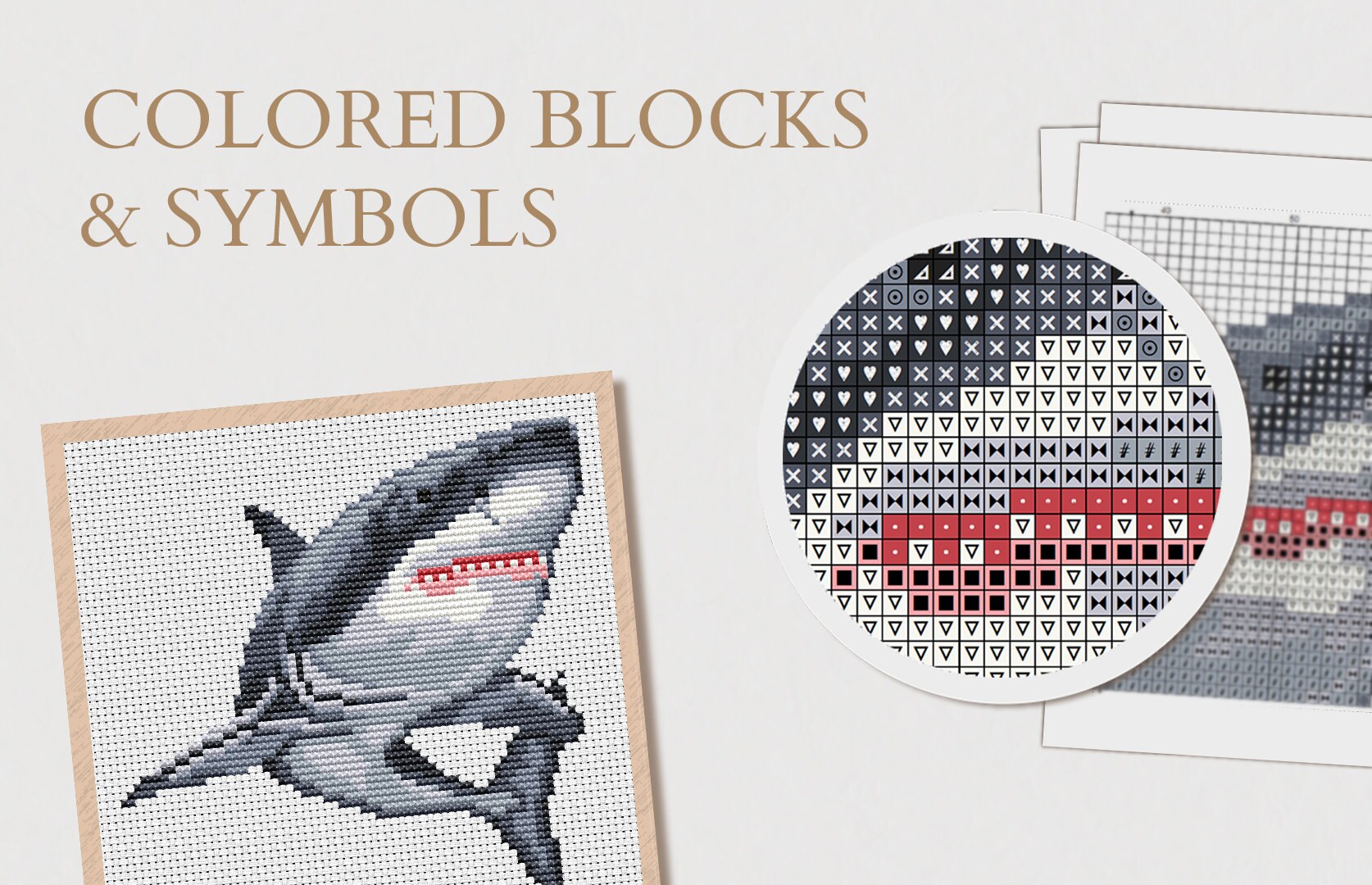 Cross Stitch Shark Pattern, Big Fish Pattern, Ocean Cross Stitch Chart ...
