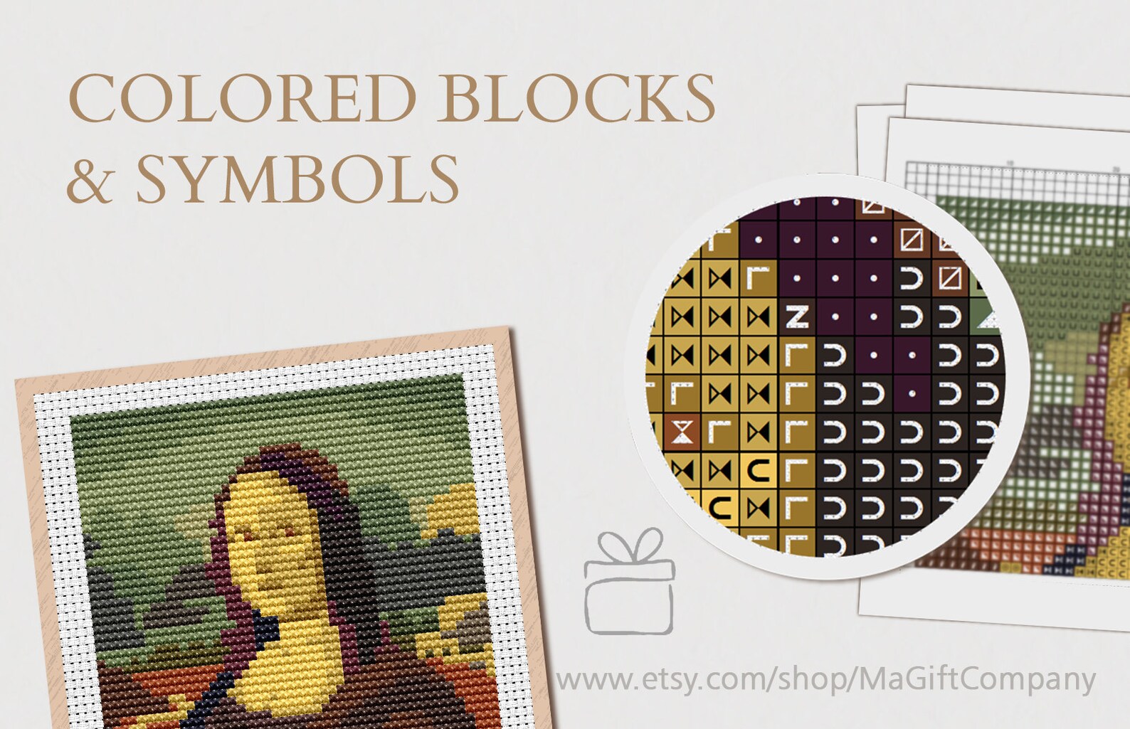 Mini Mona Lisa Cross Stitch Pattern, Gioconda Cross Stitch, Leonardo Da ...