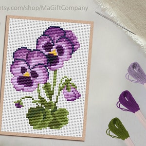 Viola Flower Plant Cross Stitch Pattern, Purple Violet Flower ...