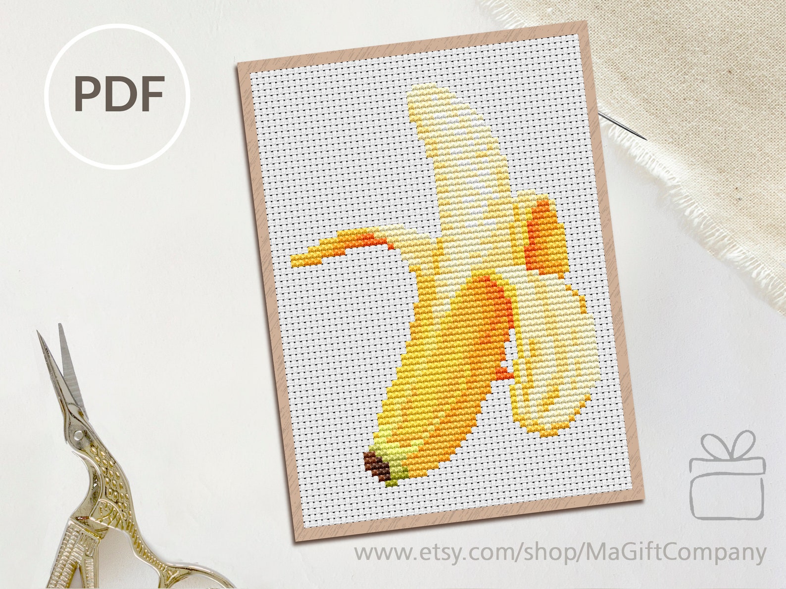 Banana Cross Stitch Chart, Fruit Embroidery Pattern, Beginner Starter ...