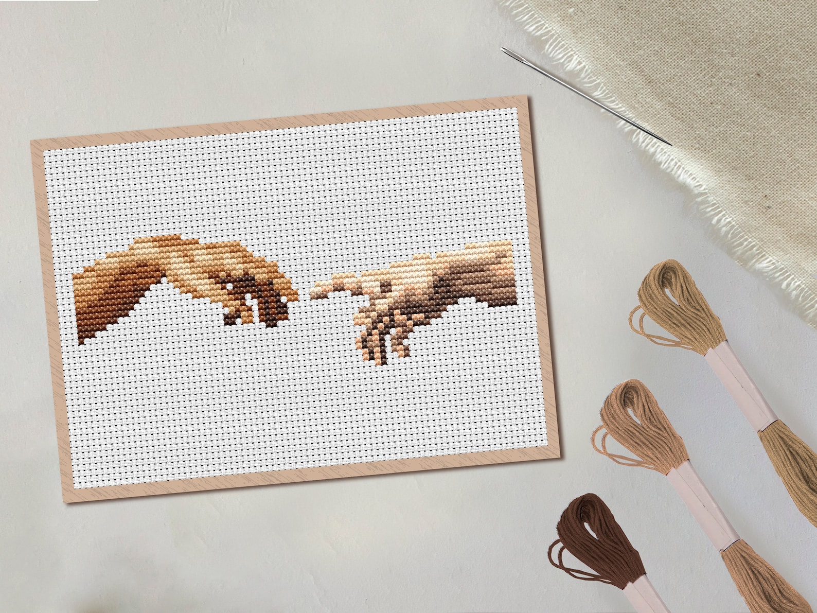 Hands of the Creation of Adam Cross Stitch Pattern, Italian Artist ...