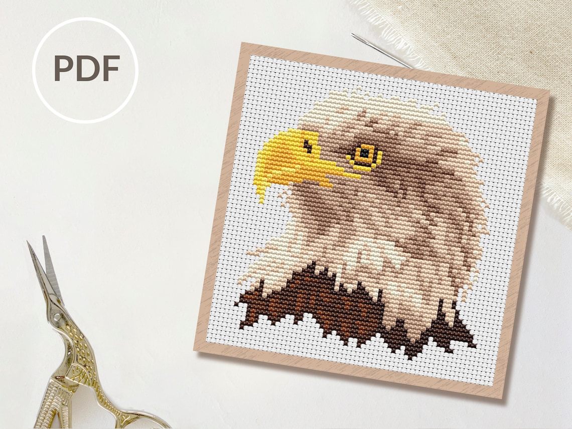 Bald Eagle Portrait Cross Stitch Pattern US Bird of Prey - Etsy