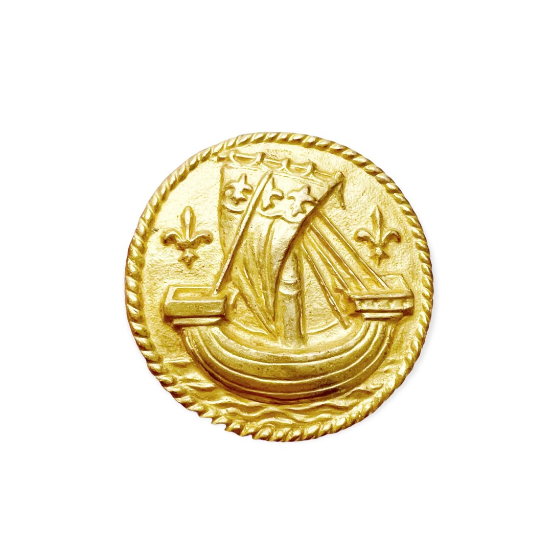 Vintage Arthus Bertrand Paris Goldtone Nautical Tall Ship Medallion Pin ...