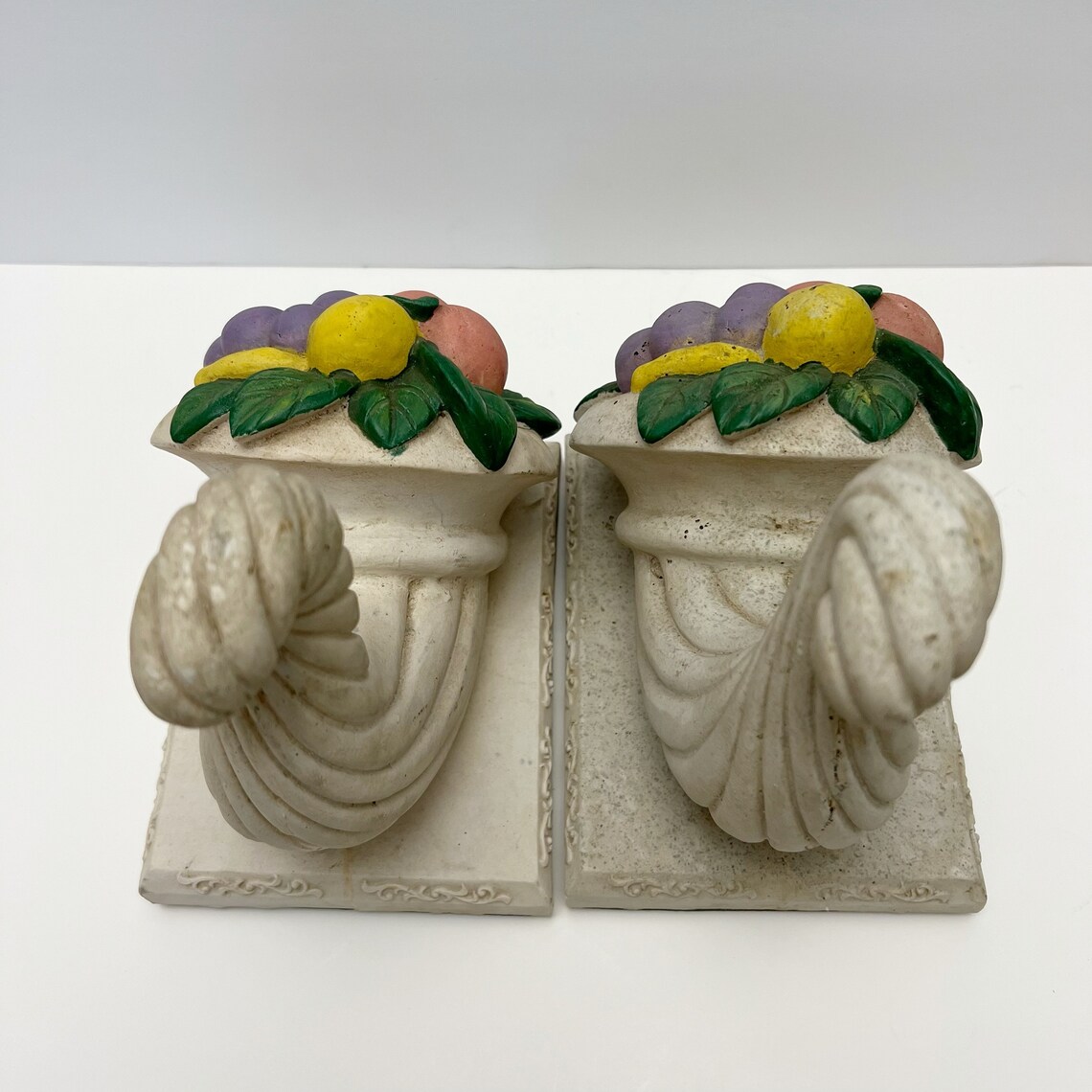 Vintage Set Pair of Fruit Cornucopia Decorative Bookends Door Stops ...