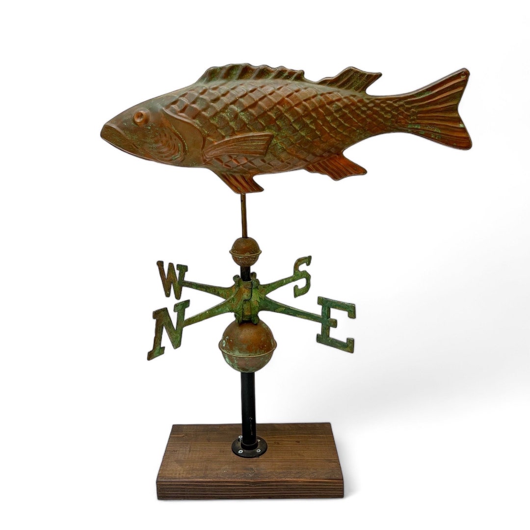 Vintage Copper Cod Fish Weathervane on Base Verdigris Patina - Etsy