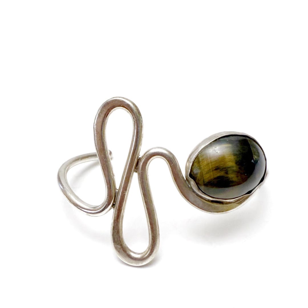 Vintage Modernist Artisan Made Sterling Silver Tigers Eye Loops ...