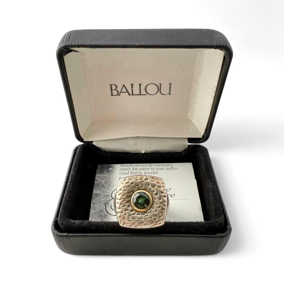 Caroline Ballou Modernist Green Tourmaline Sterling Silver 18k Gold ...