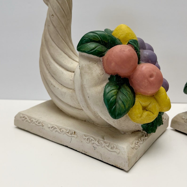 Vintage Set Pair of Fruit Cornucopia Decorative Bookends Door Stops ...