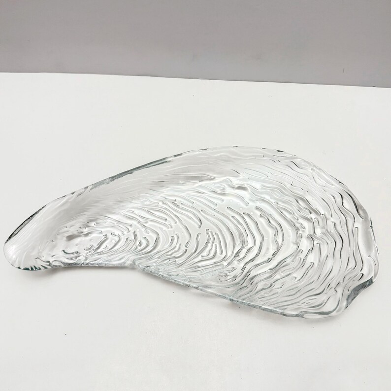 Vintage Textured Clear Glass Mussel Shell Serving Plate Platter - Etsy