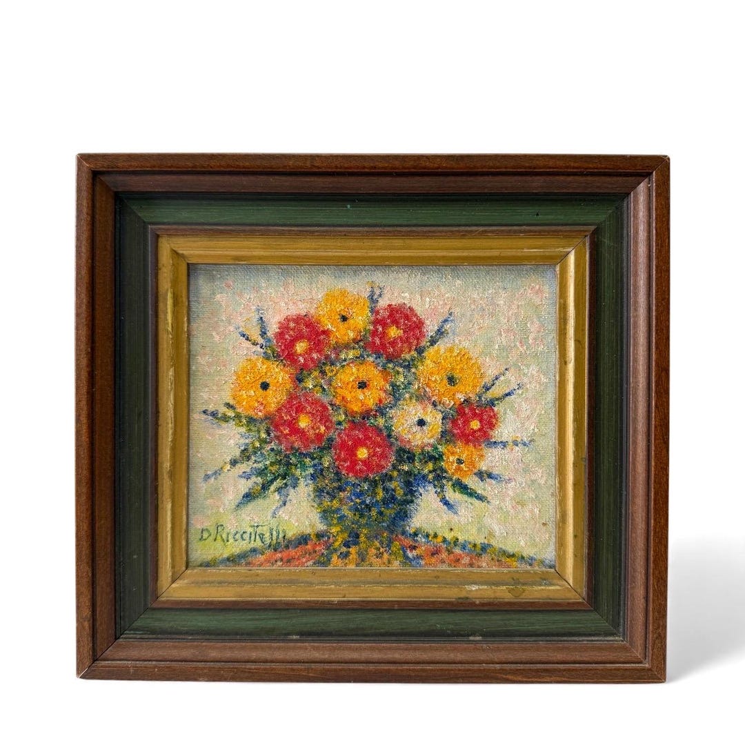 Domenico Riccitelli Rhode Island Artist Impressionist Flowers in Vase ...