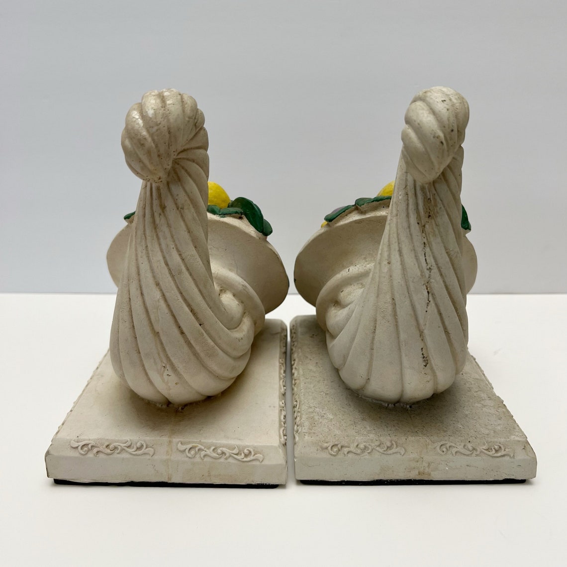 Vintage Set Pair of Fruit Cornucopia Decorative Bookends Door Stops ...