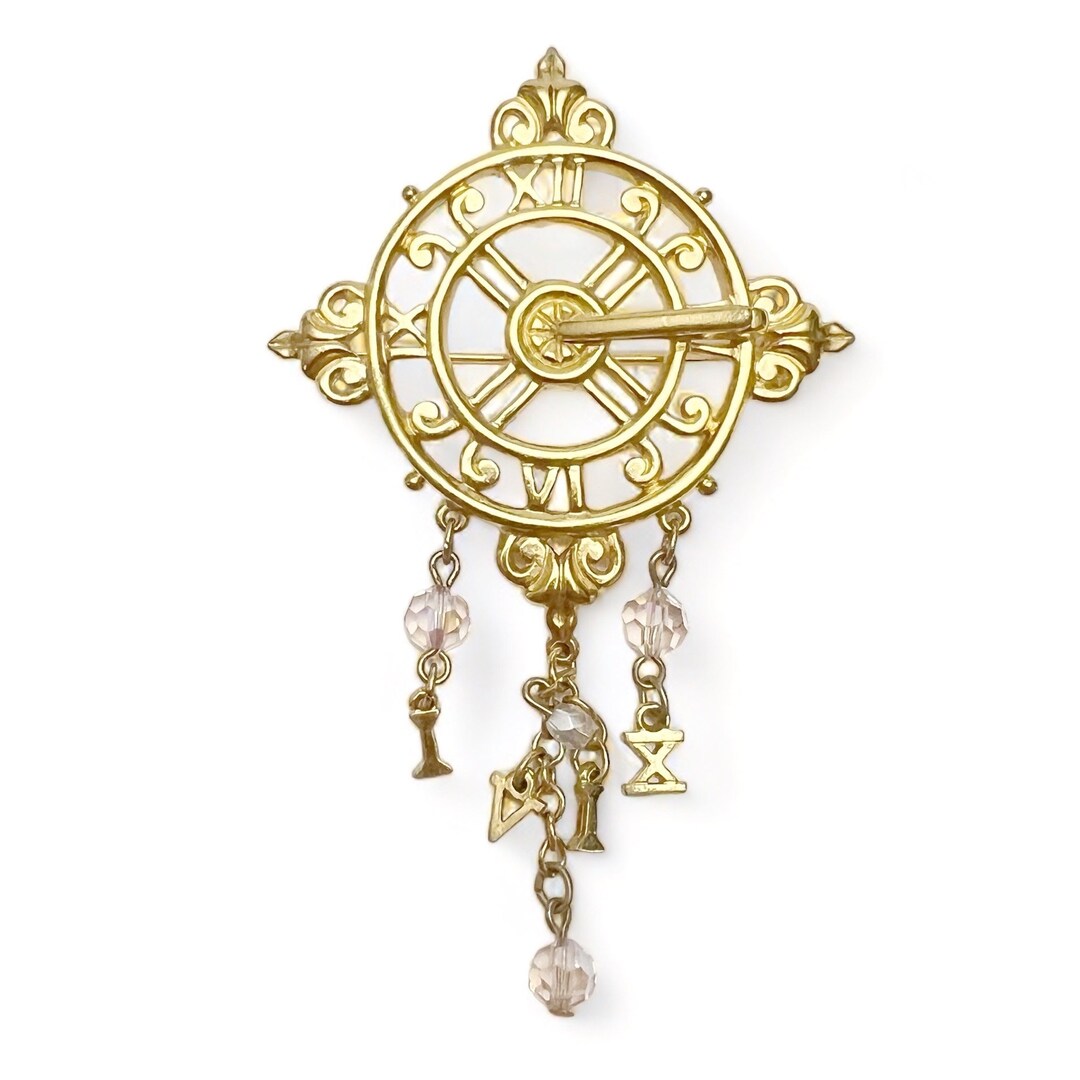 Vintage Kirks Folly Time Celebration Sundial Clock Dangling Crystals ...