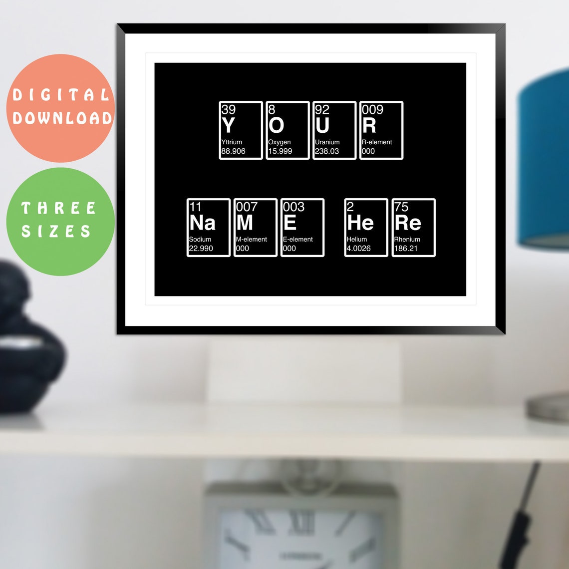 Custom periodic table of elements poster chemistry name | Etsy