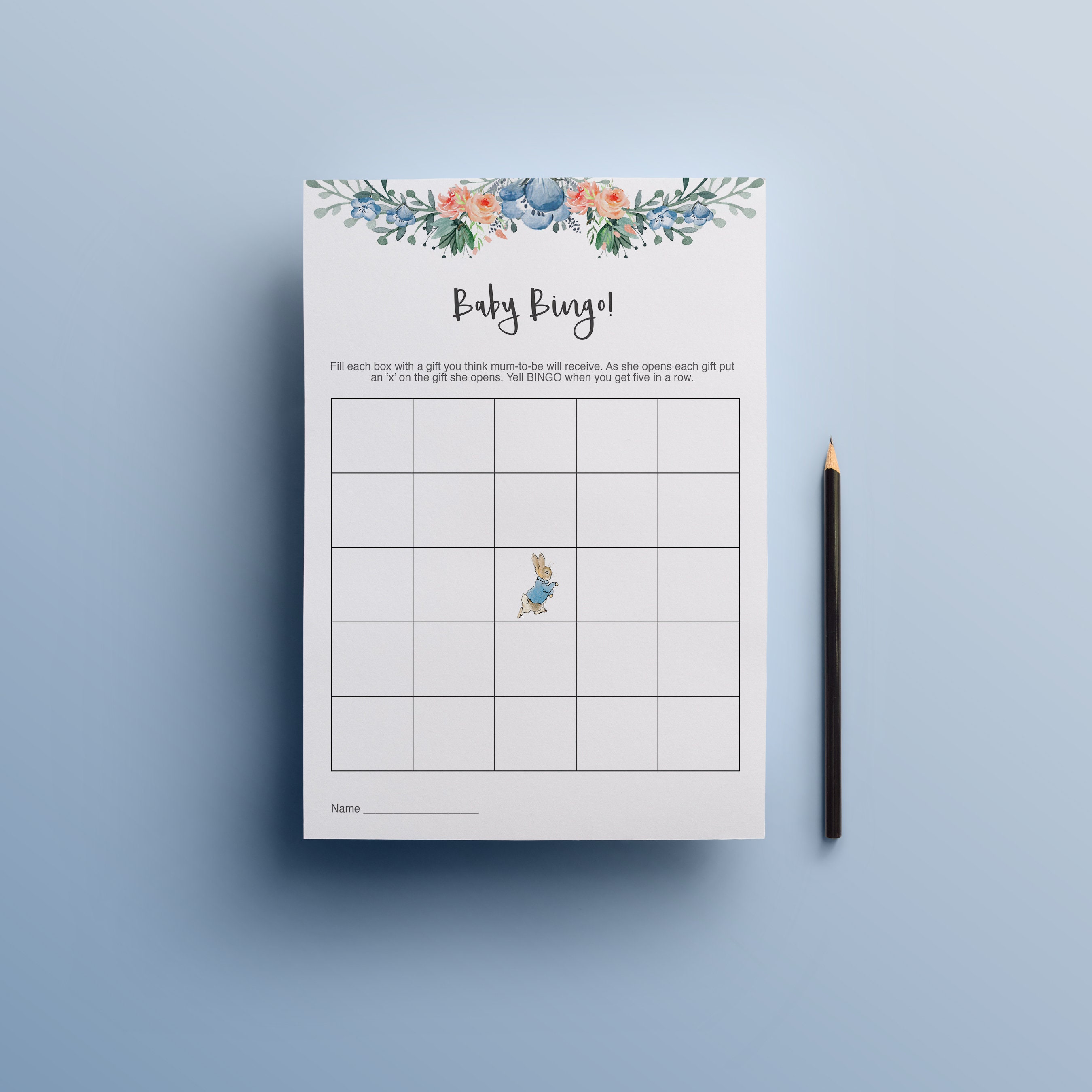 Rabbit Baby Shower Games Bingo Instant Download Printable Baby Shower ...