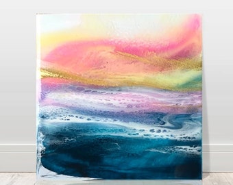 Resin Art Painting Sunset Sunrise on the Beach Ocean | Etsy